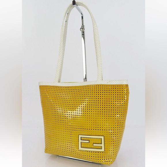 Fendi | Bags | Fendi Yellow And White Perforated Tote | Poshmark